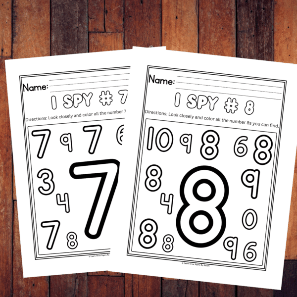I Spy Numbers 1-10 Worksheets | Learn Grow Aspire
