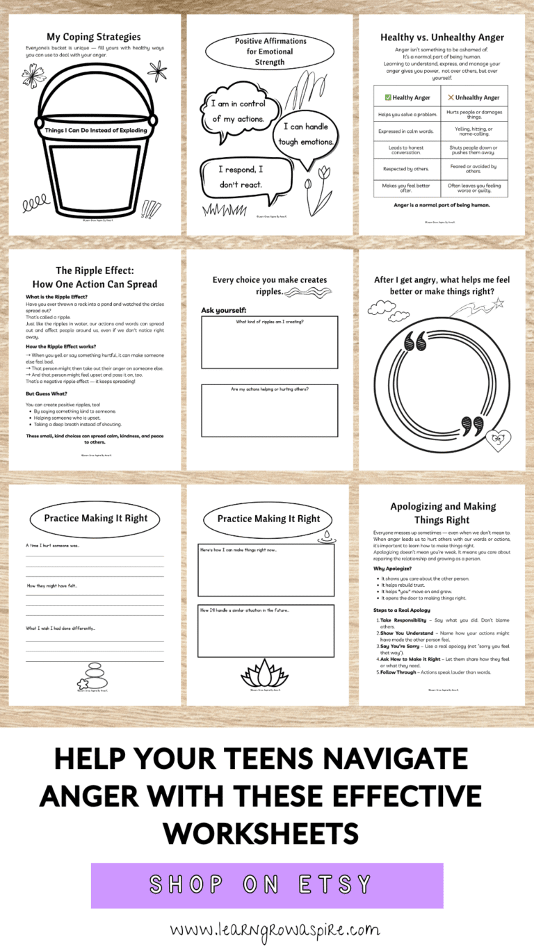 Anger Management Worksheets For Teens