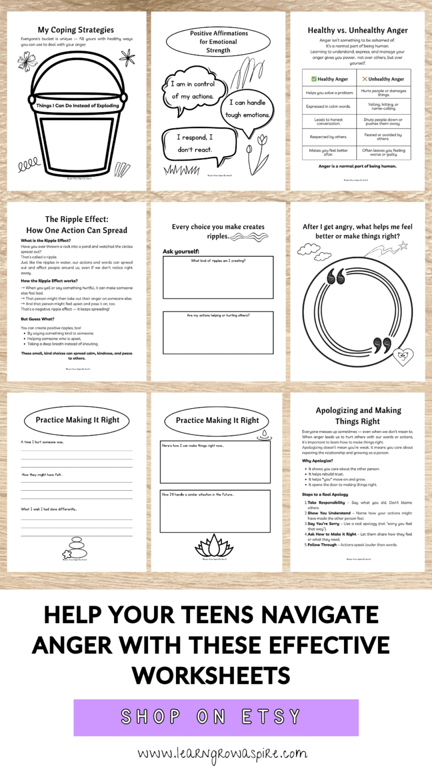 Anger Management Worksheets For Teens