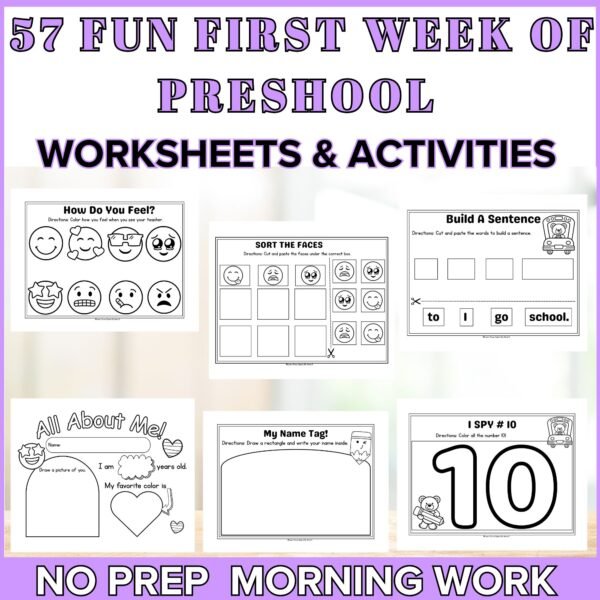 First Week Of Preschool Fun Packet | Learn Grow Aspire