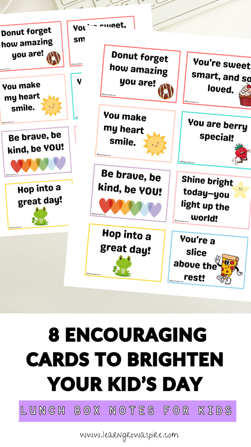 Free Printable Lunch Box Notes For Kids | Learn Grow Aspire