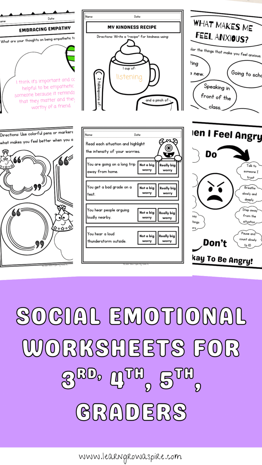 Social Emotional Learning Worksheets | Learn Grow Aspire