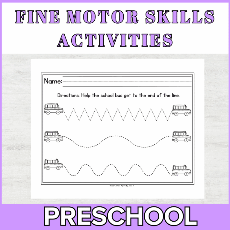 Fine Motor Activities For Preschoolers PDF Printable | Learn Grow Aspire