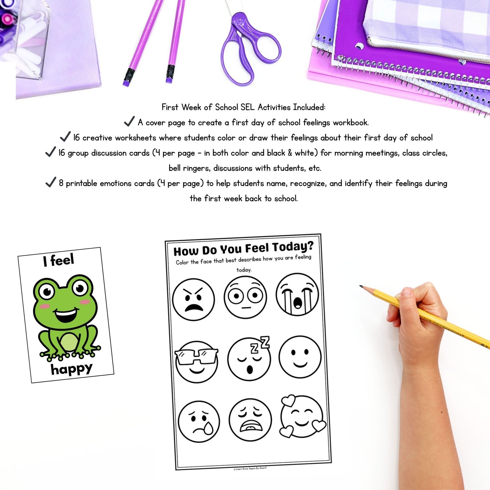 First Day Of School Feelings Worksheets | Learn Grow Aspire