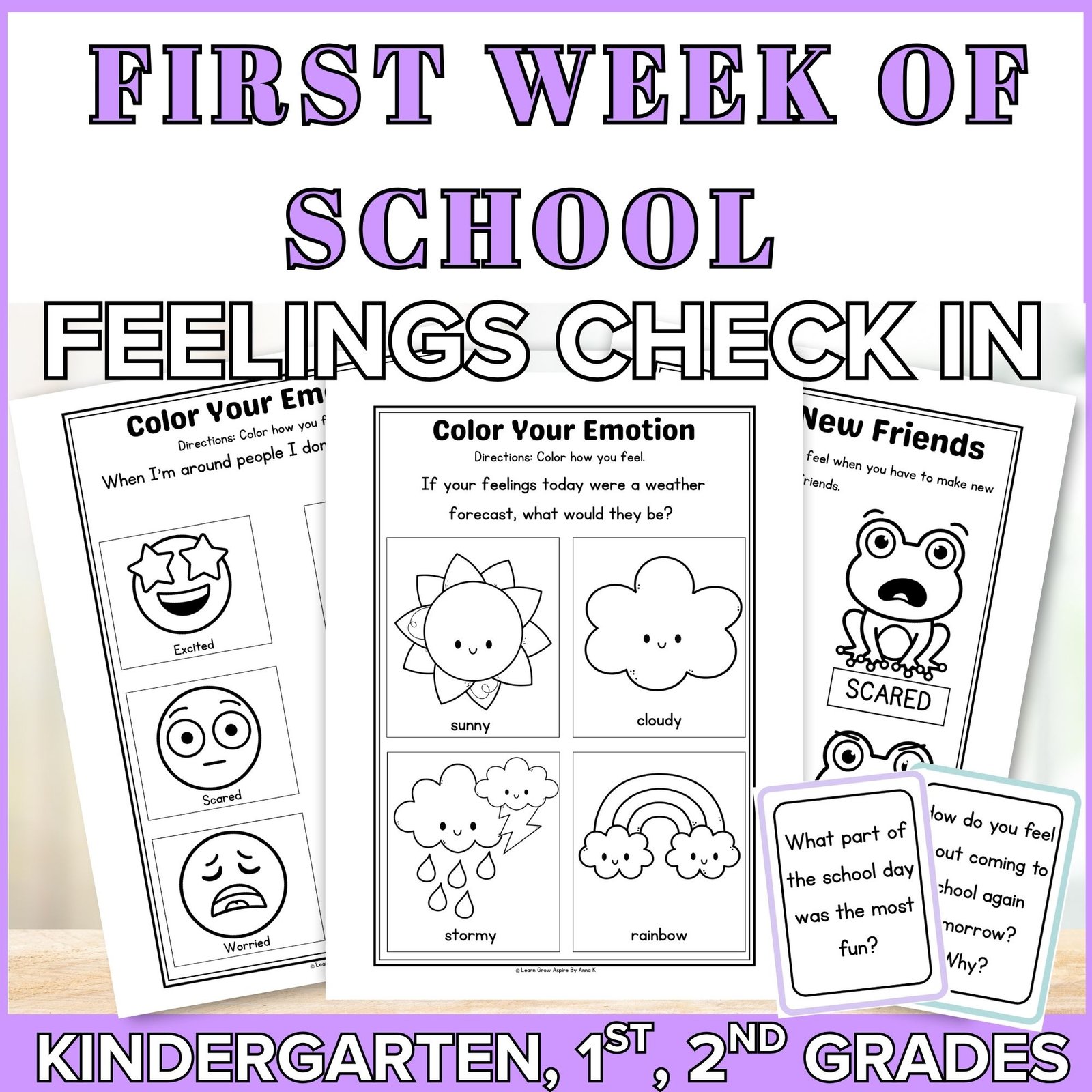 First Day Of School Feelings Worksheets | Learn Grow Aspire