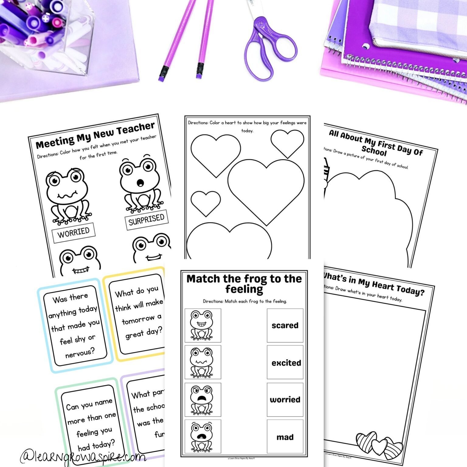 First Day Of School Feelings Worksheets | Learn Grow Aspire