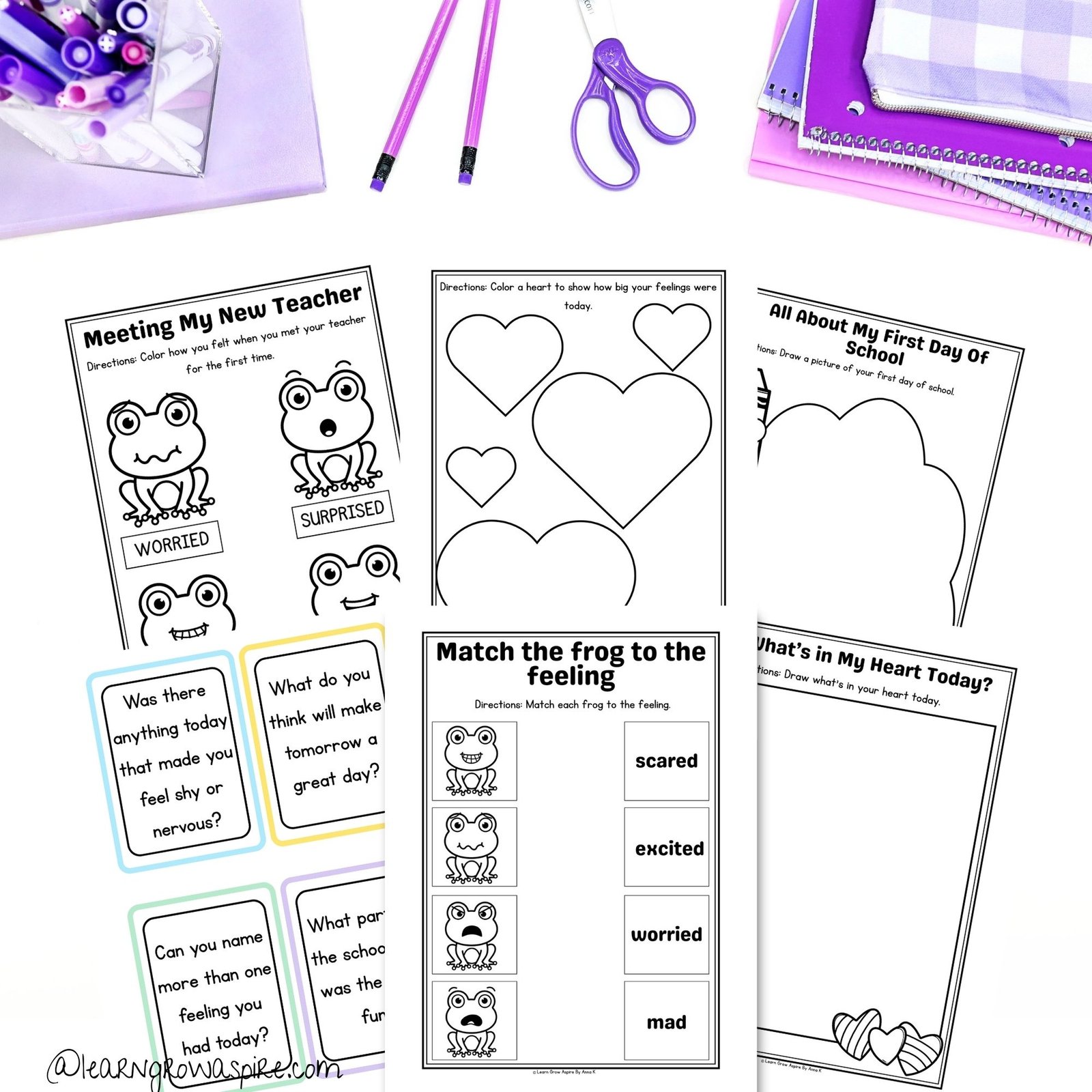 First Day Of School Feelings Worksheets | Learn Grow Aspire