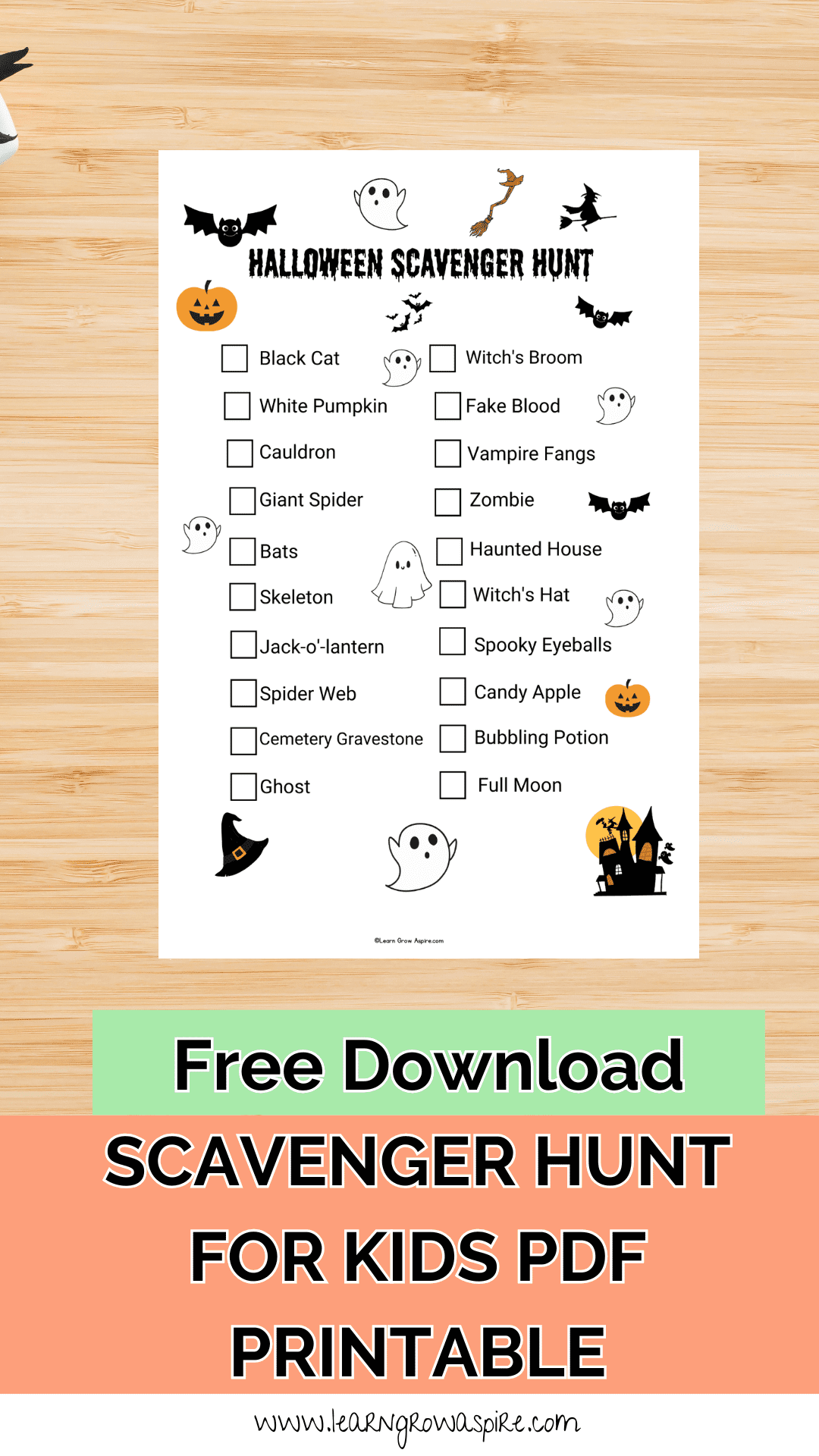 Free Halloween Scavenger Hunt Printable for Kids | Learn Grow Aspire