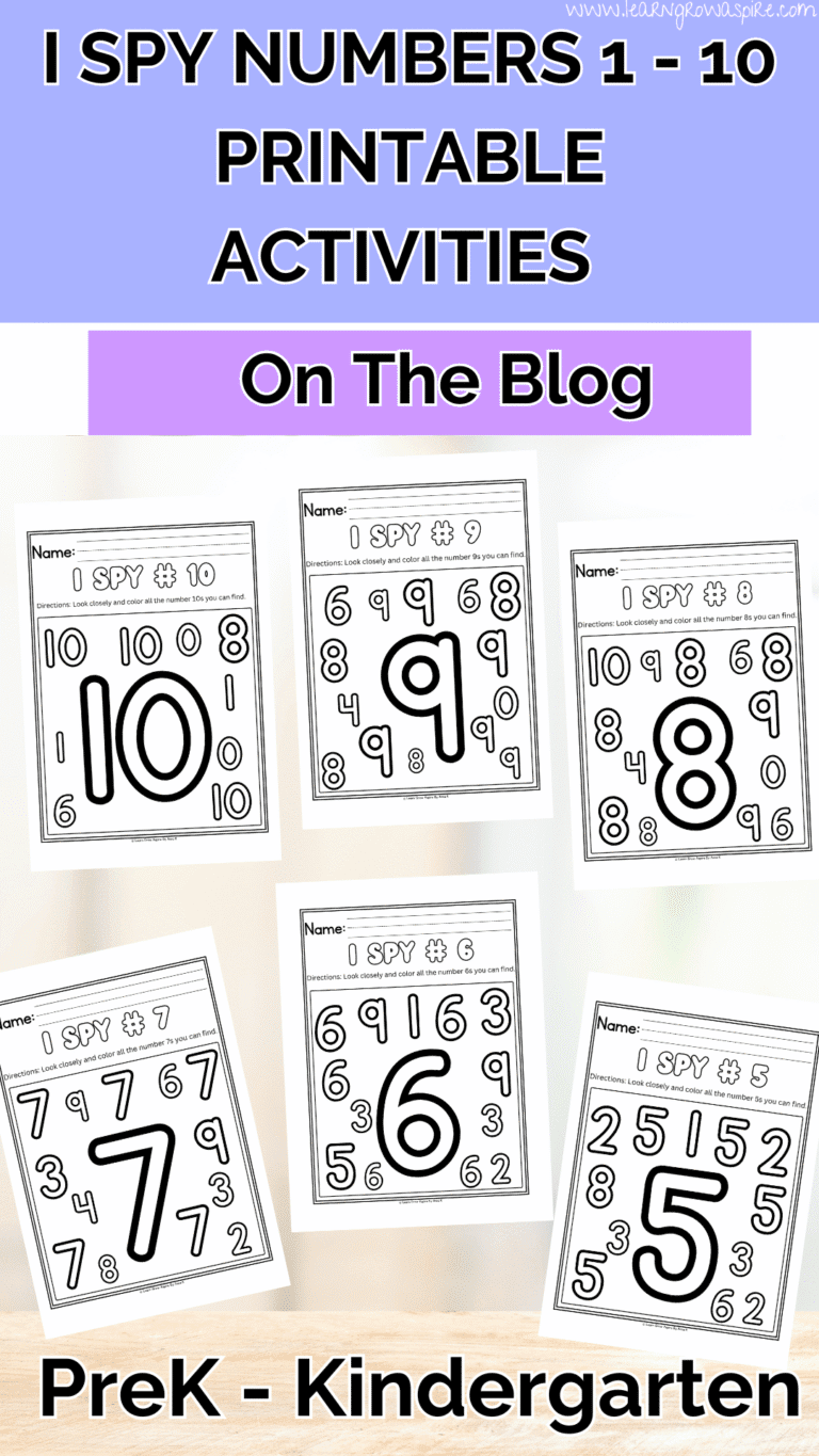 I Spy Numbers 1-10 Worksheets | Learn Grow Aspire