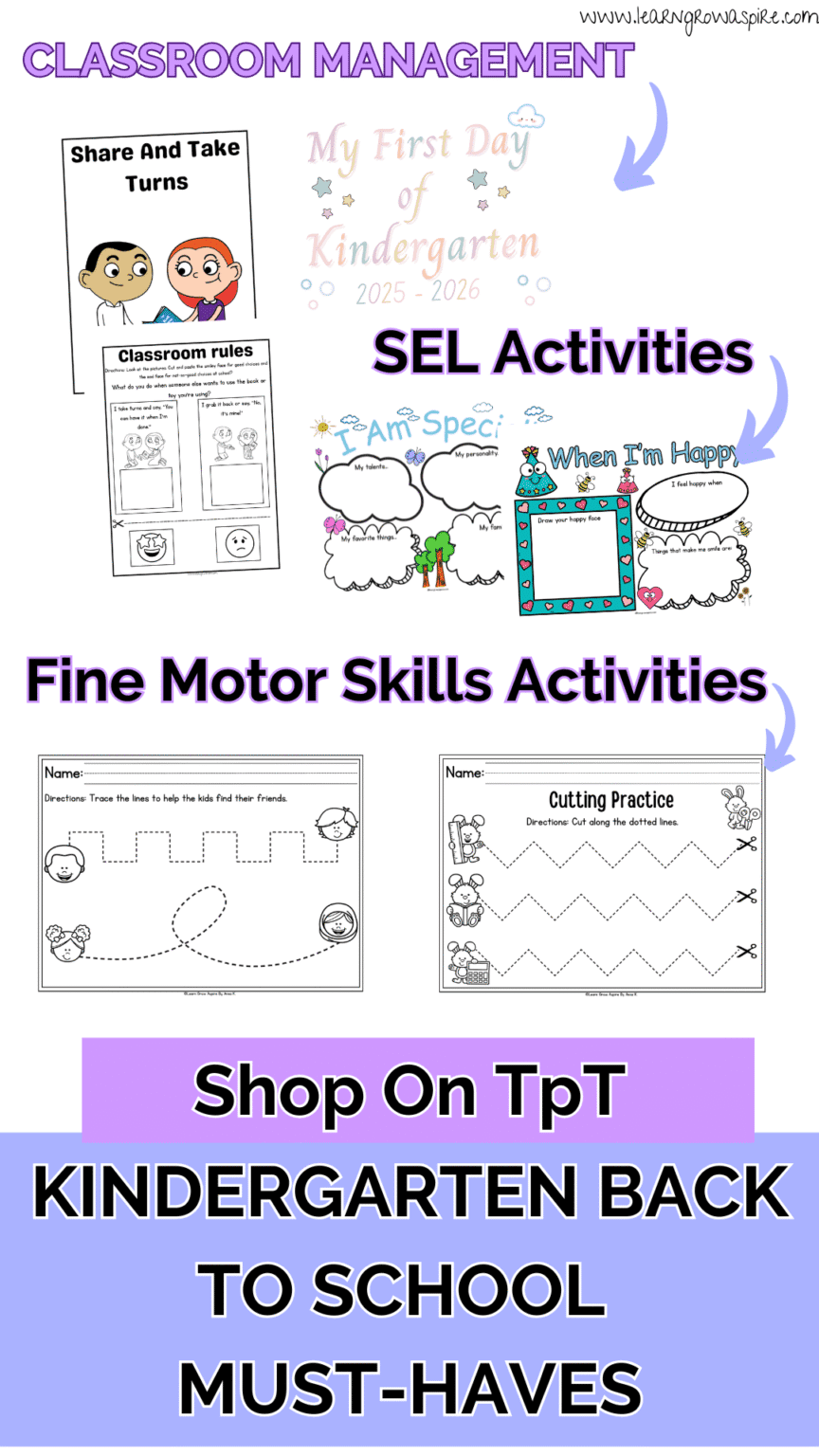 Kindergarten Back To School Must Haves | Learn Grow Aspire