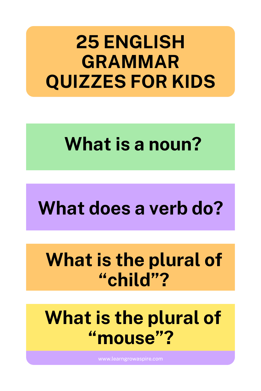 English Grammar Quizzes With Answers For Kids | Learn Grow Aspire