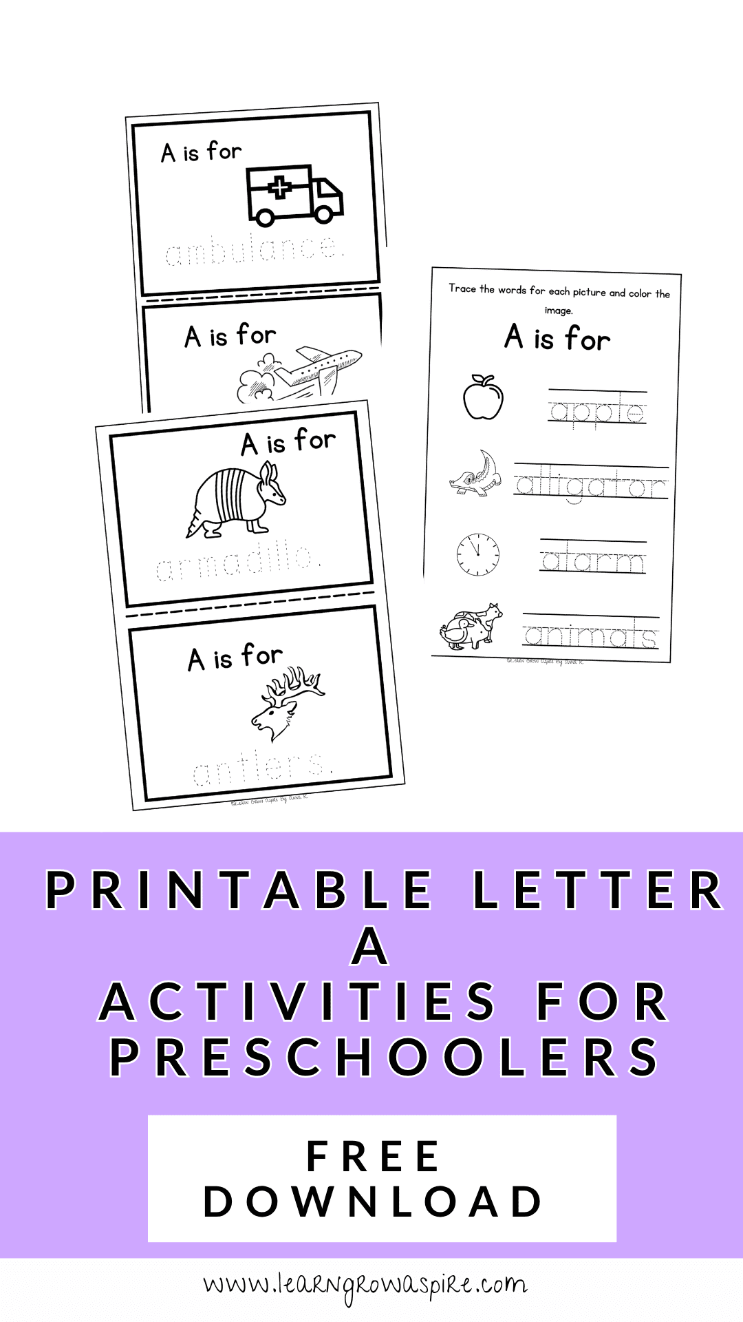 Free Printable Letter A Activities For Preschool PDF | Learn Grow Aspire