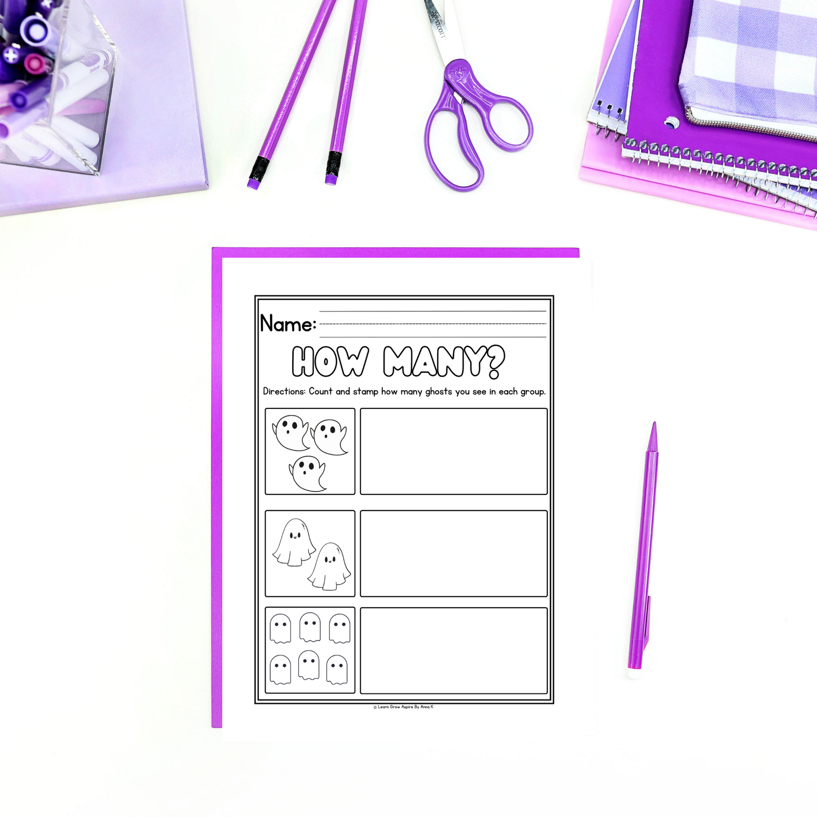 Free Halloween Count and Stamp Worksheets For Preschool | Learn Grow Aspire