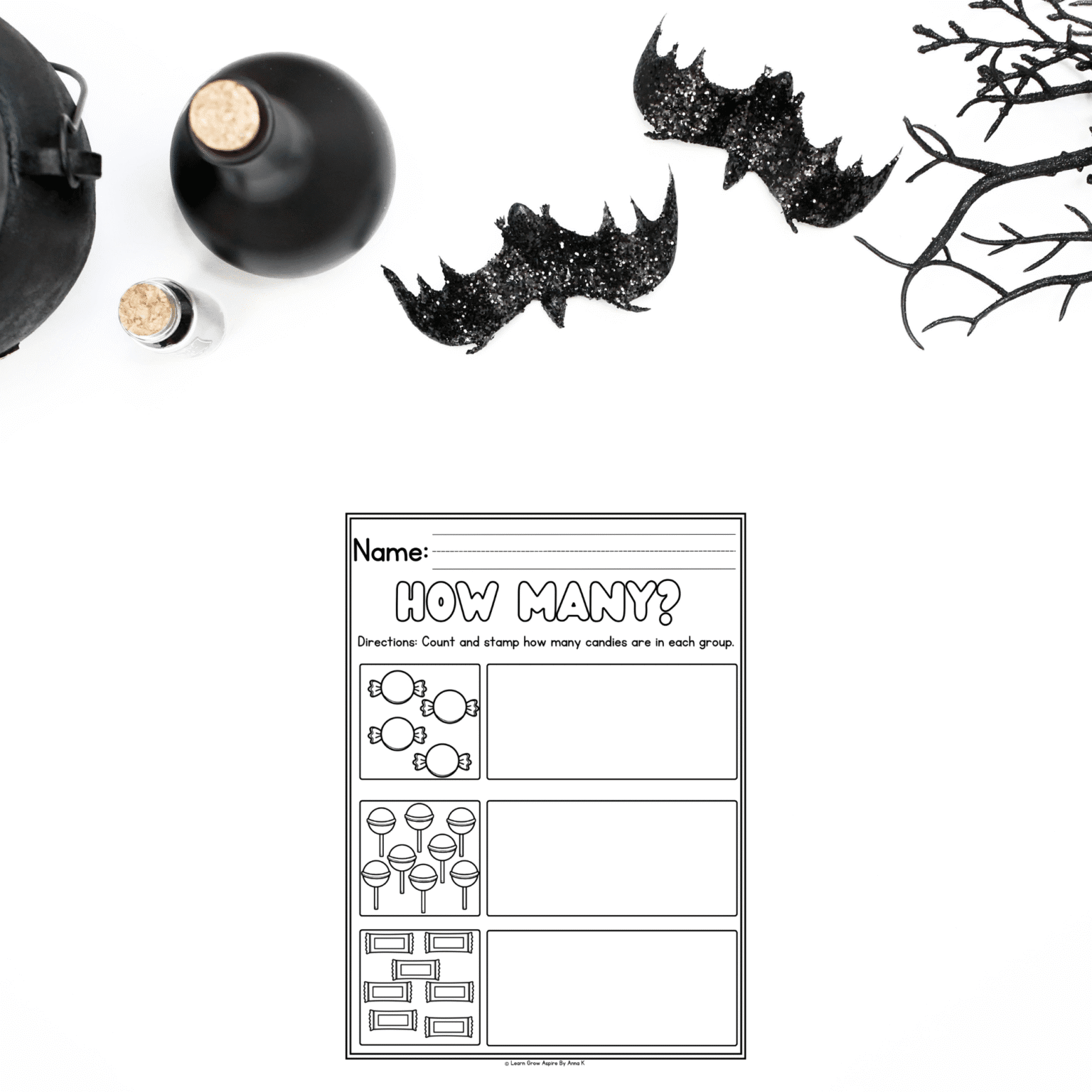 Free Halloween Count and Stamp Worksheets For Preschool | Learn Grow Aspire