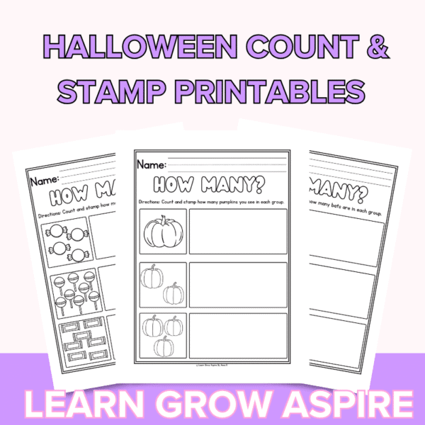 Free Halloween Count and Stamp Worksheets For Preschool | Learn Grow Aspire