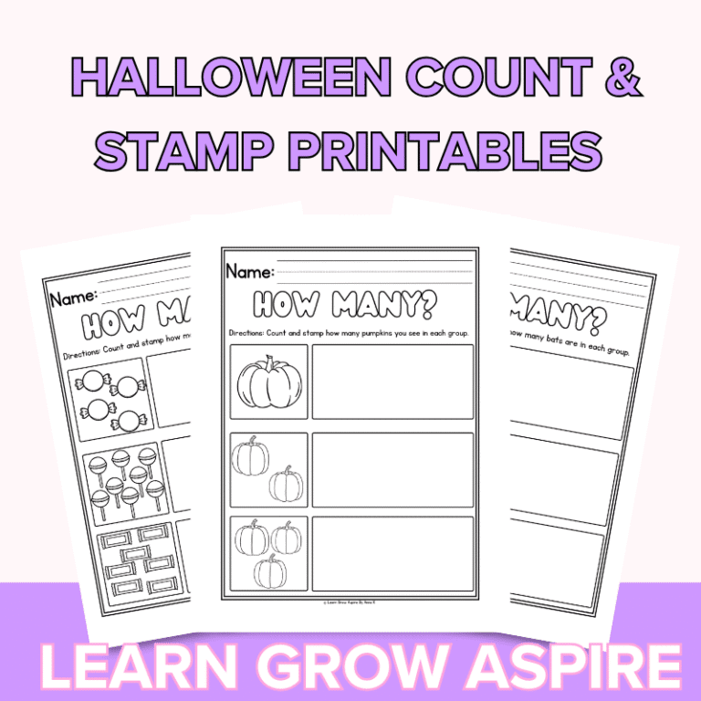 Free Halloween Count and Stamp Worksheets For Preschool | Learn Grow Aspire