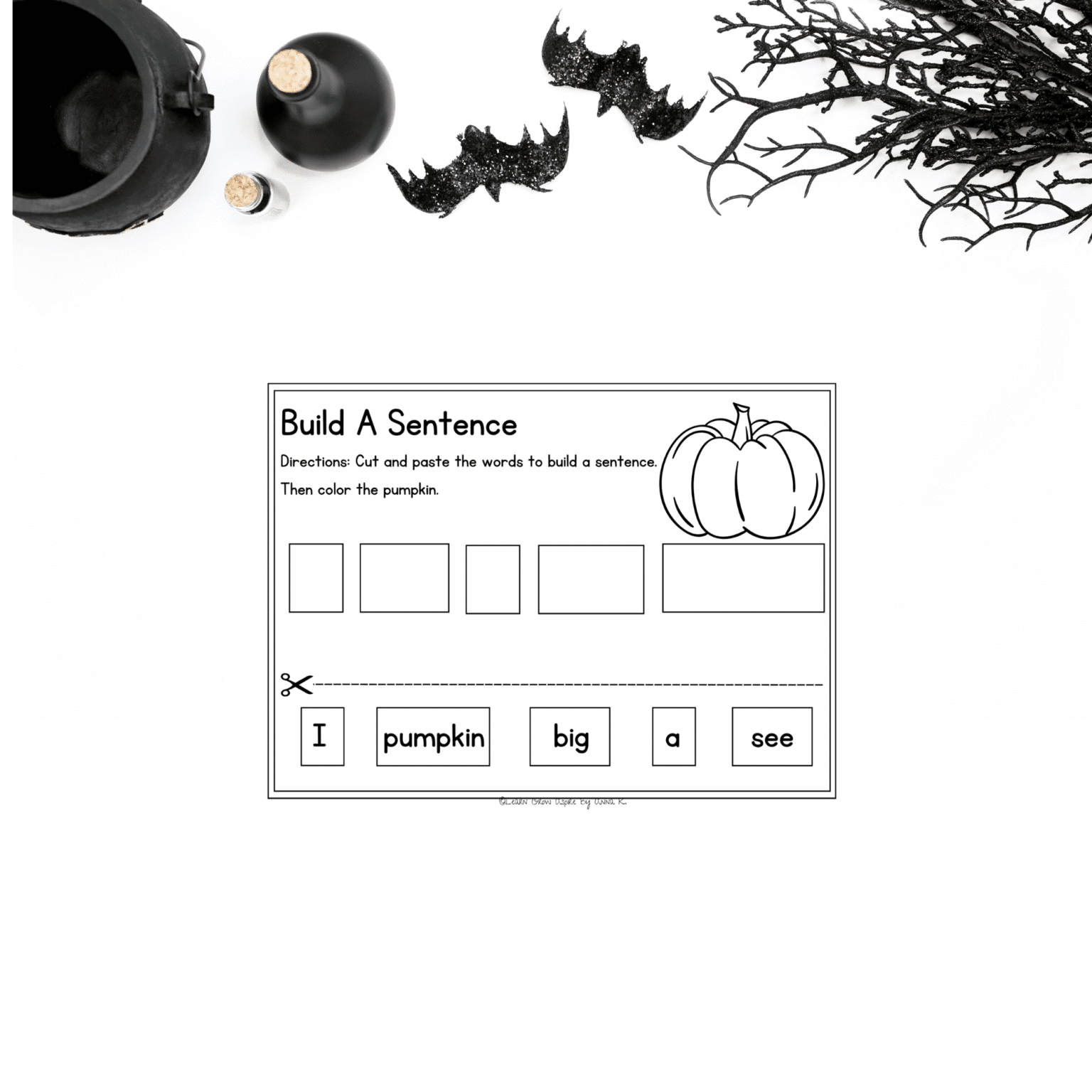Halloween Sentence Building Worksheets | Learn Grow Aspire