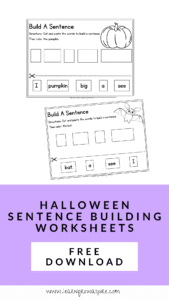 Halloween Sentence Building Worksheets | Learn Grow Aspire