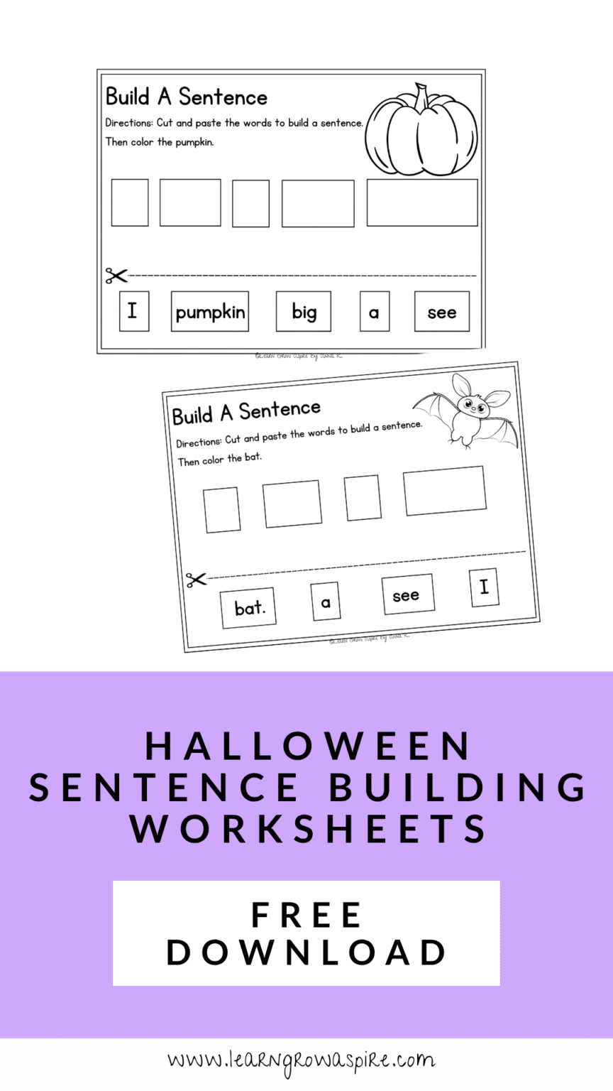 Halloween Sentence Building Worksheets | Learn Grow Aspire