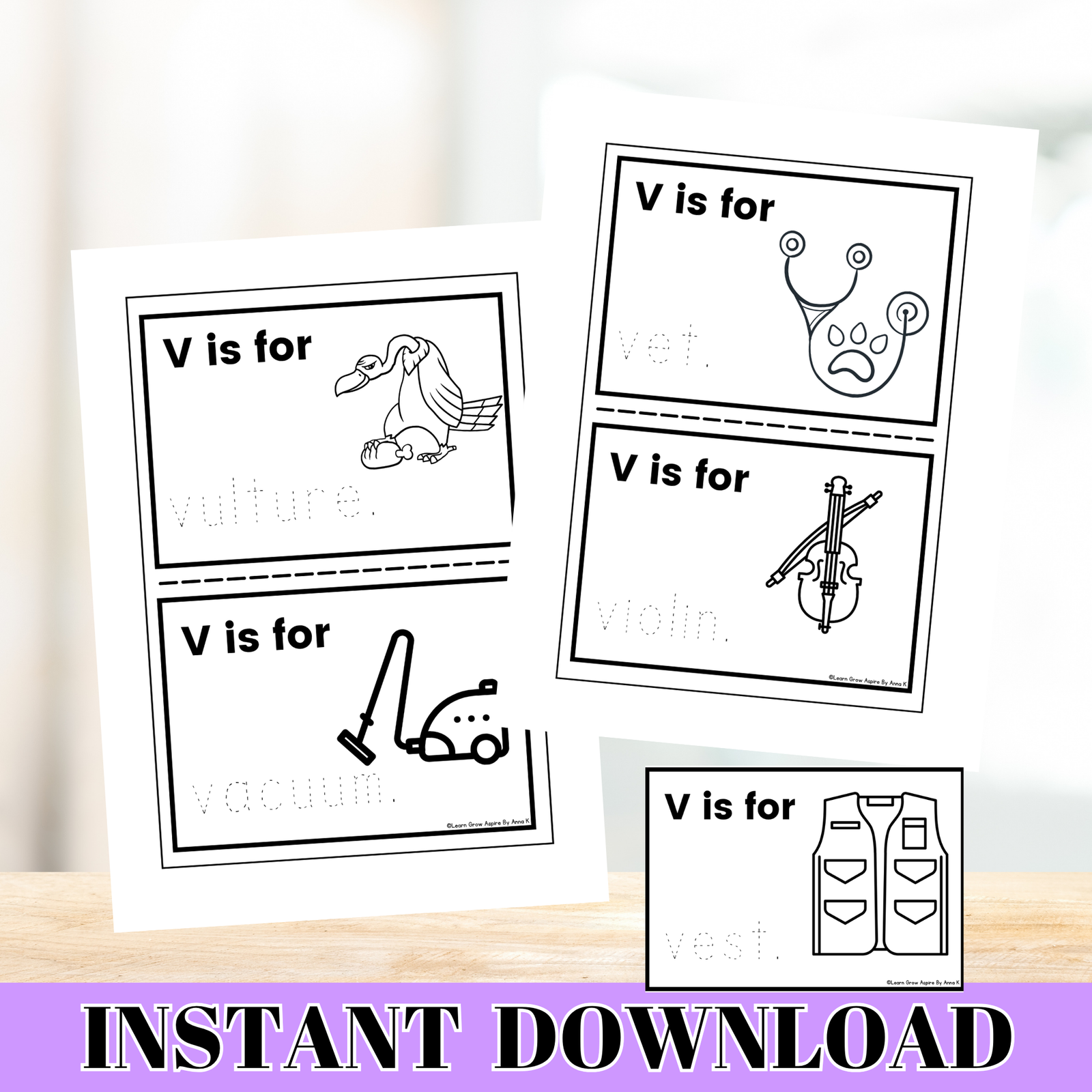 Free Letter V Is For Printables | Learn Grow Aspire