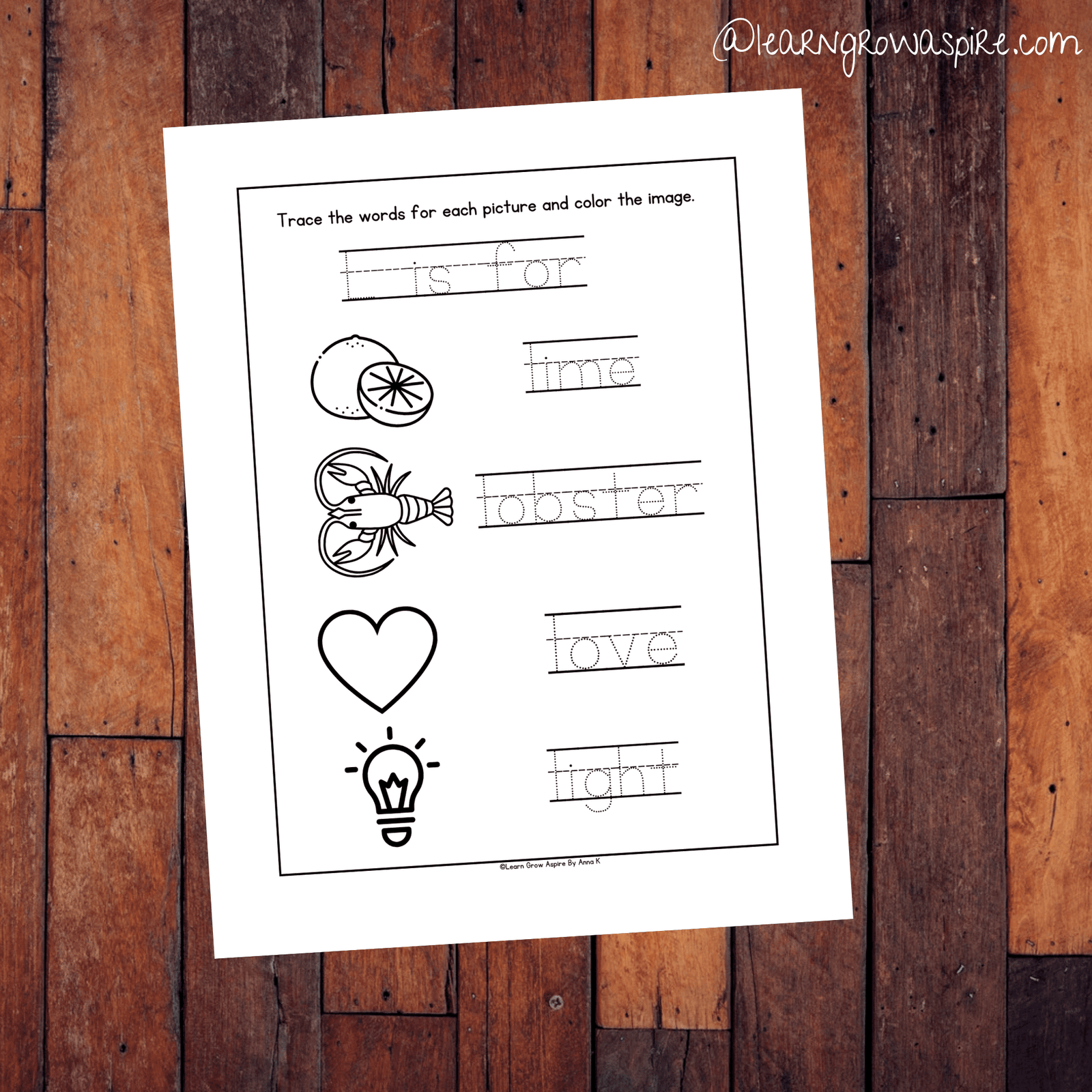 Letter L Of The Week Printable | Learn Grow Aspire