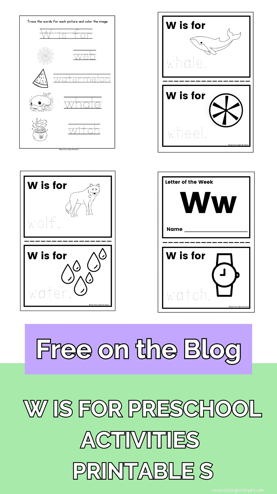 Free Letter W Is For Printables | Learn Grow Aspire
