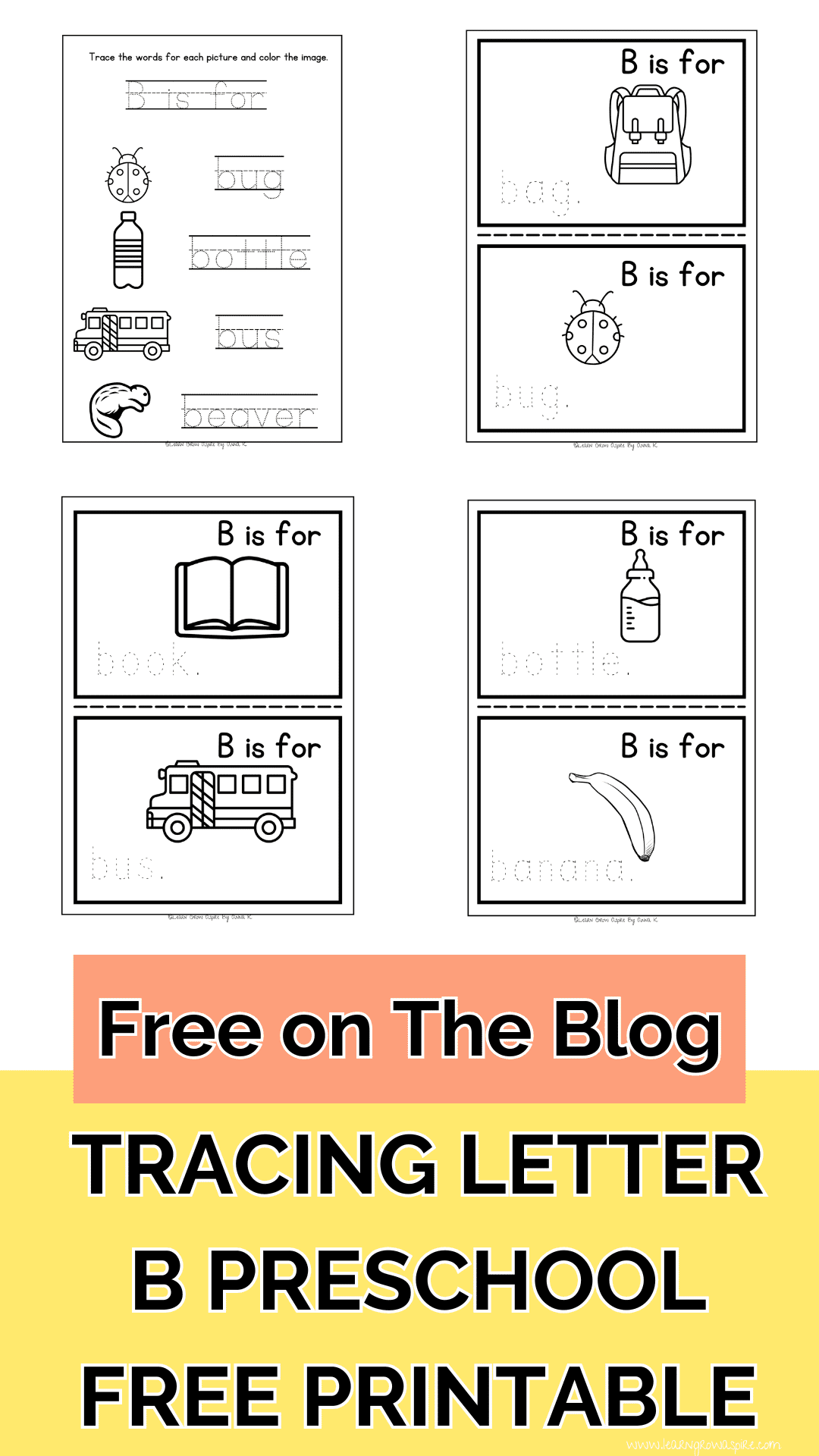 Free Printable Letter B Activities For Preschool | Learn Grow Aspire
