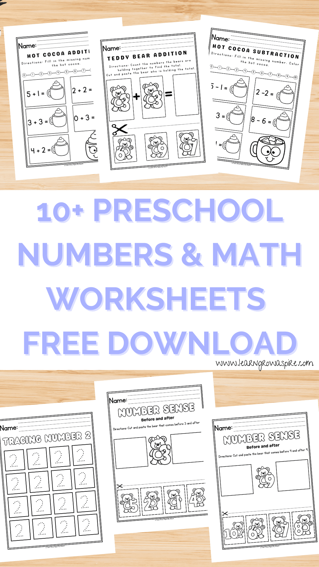 Free Numbers Worksheets For Preschoolers | Learn Grow Aspire
