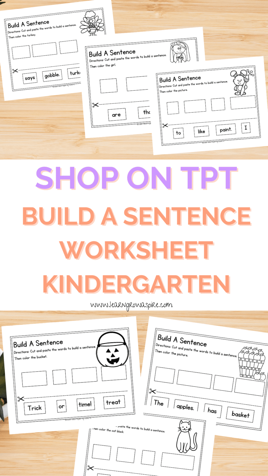 Fall Sentence Building Worksheets For K-2 Classrooms