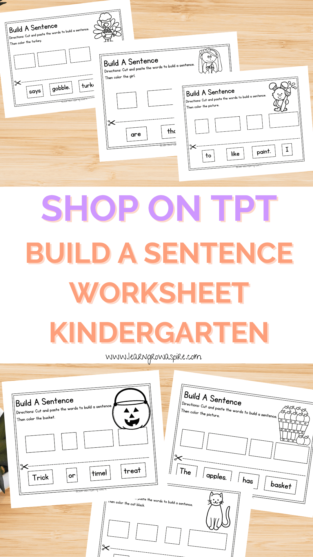 Fall Sentence Building Worksheets For K-2 Classrooms