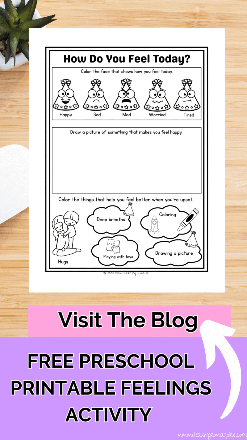 Free Preschool Printable Feelings Activity | Learn Grow Aspire
