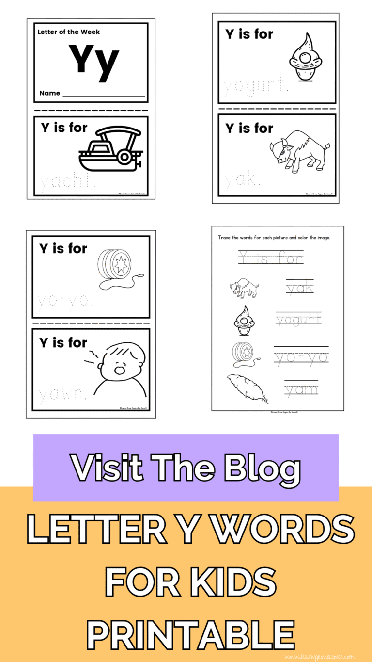 Free Letter Y Is For Printables | Learn Grow Aspire