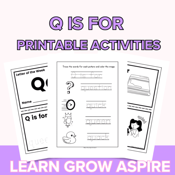 Free Letter Q Is For Printable Worksheets | Learn Grow Aspire