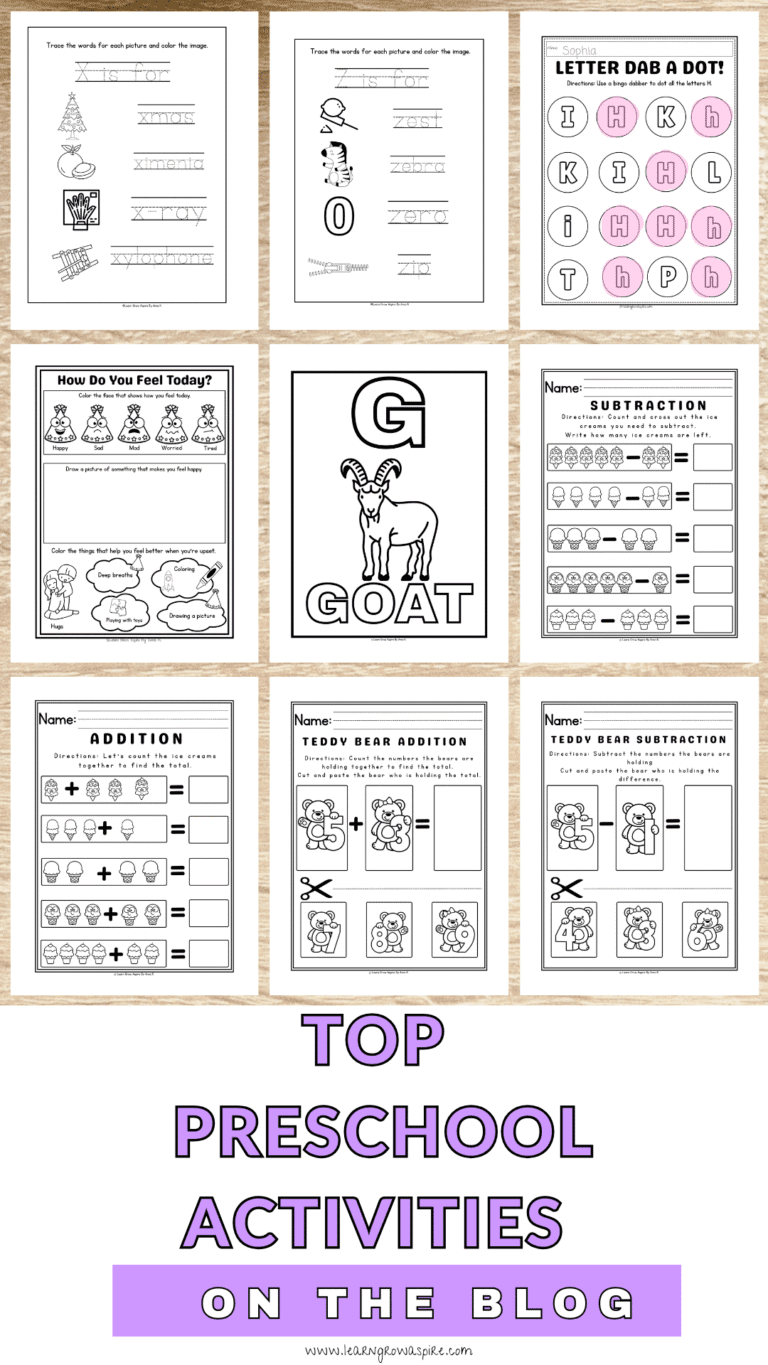 Free Printable Preschool Activities | Learn Grow Aspire