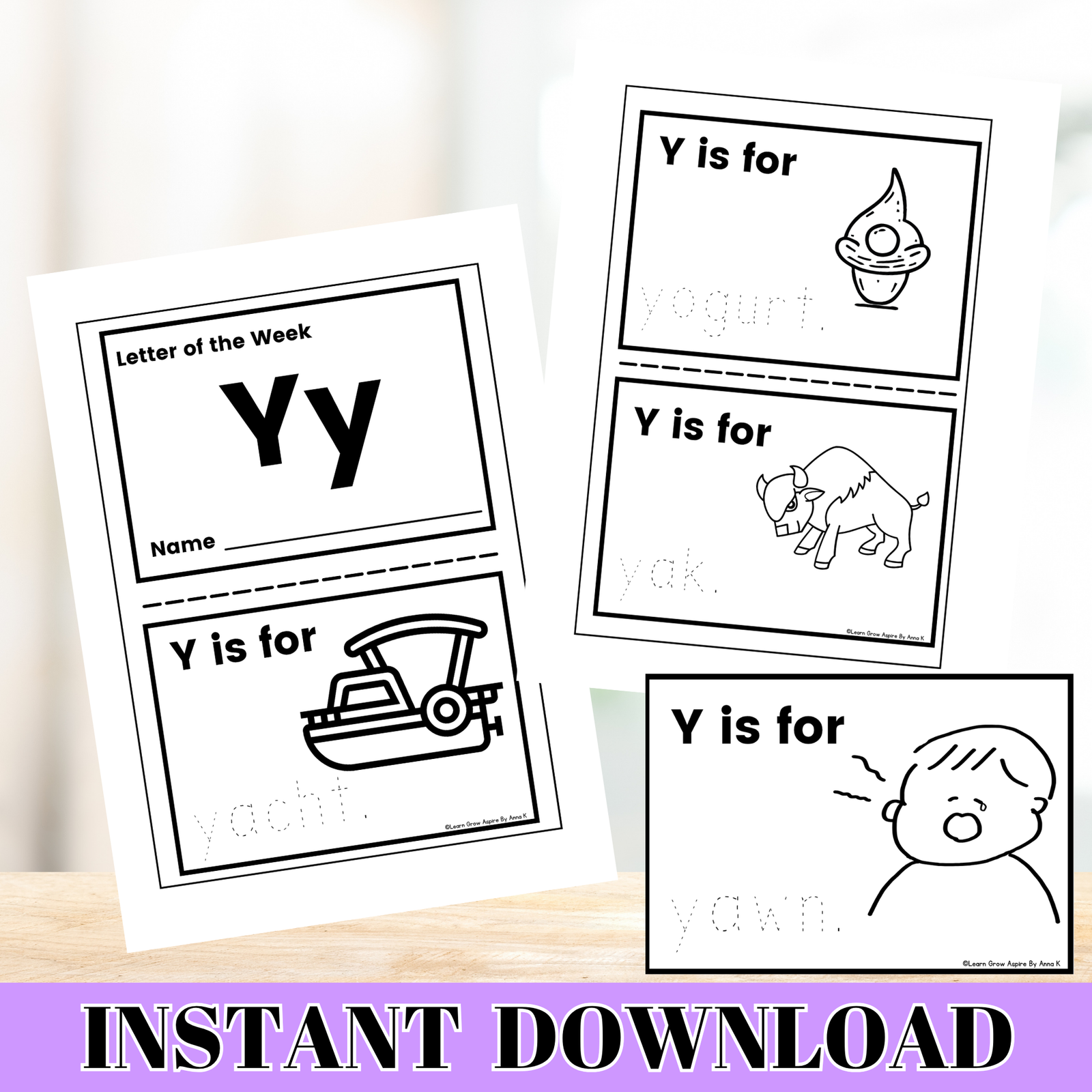 Free Letter Y Is For Printables | Learn Grow Aspire