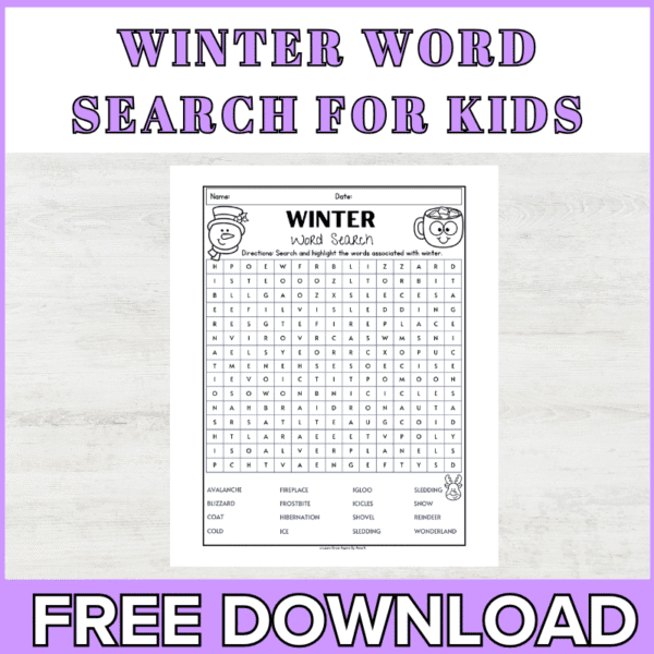 Free Printable Winter Word Search For Kids | Learn Grow Aspire