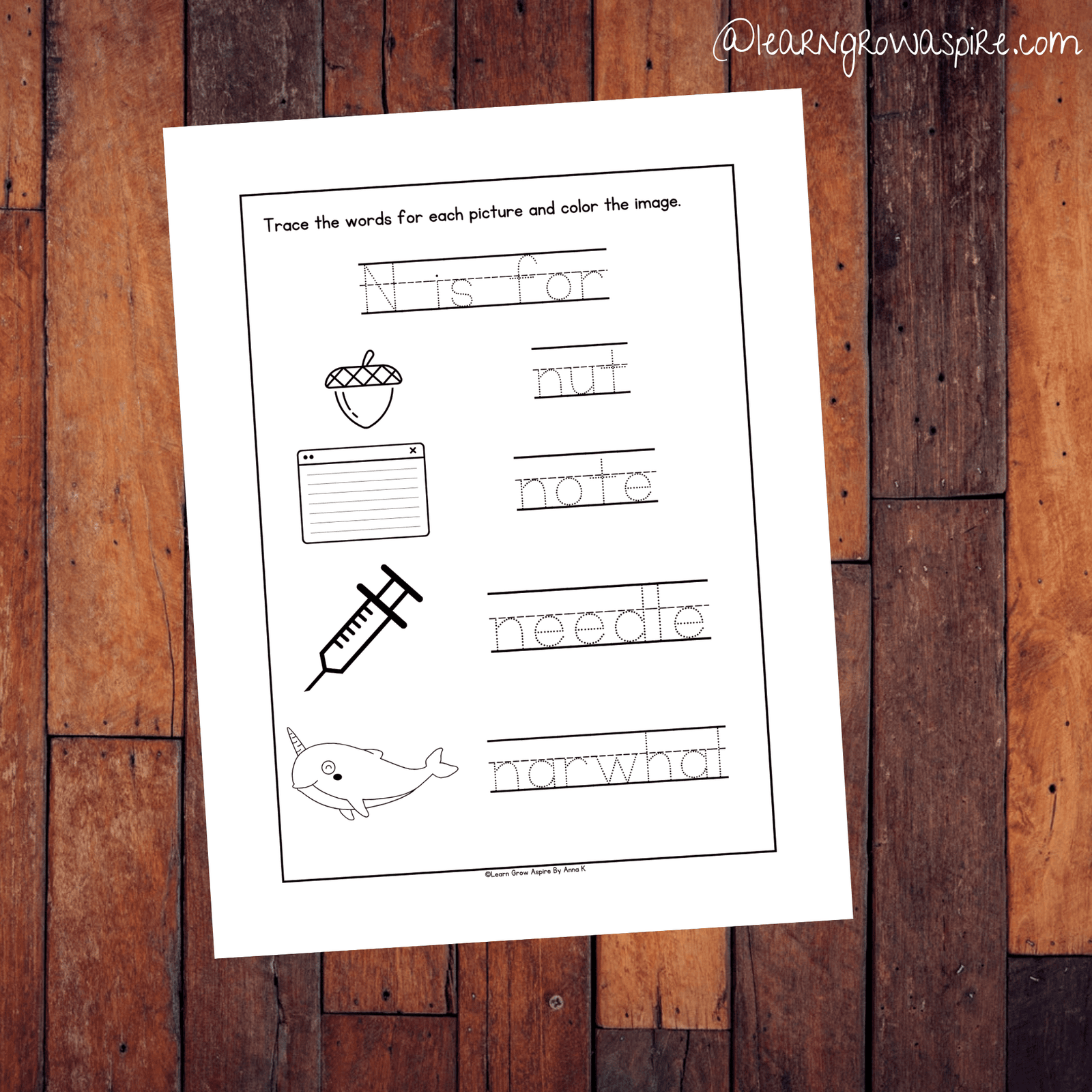 Letter N Of The Week Printable | Learn Grow Aspire