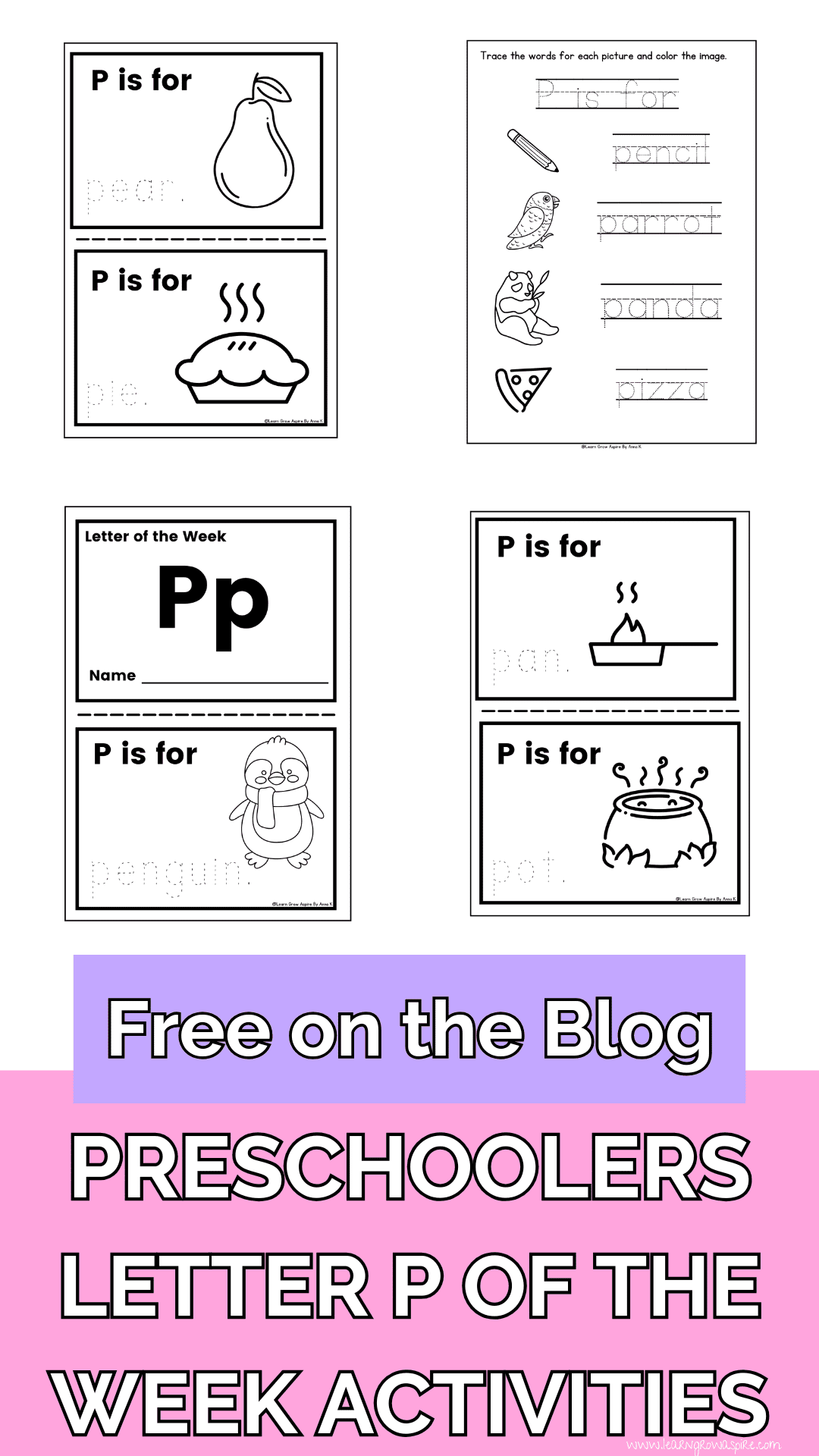 Letter P Of The Week Printable | Learn Grow Aspire