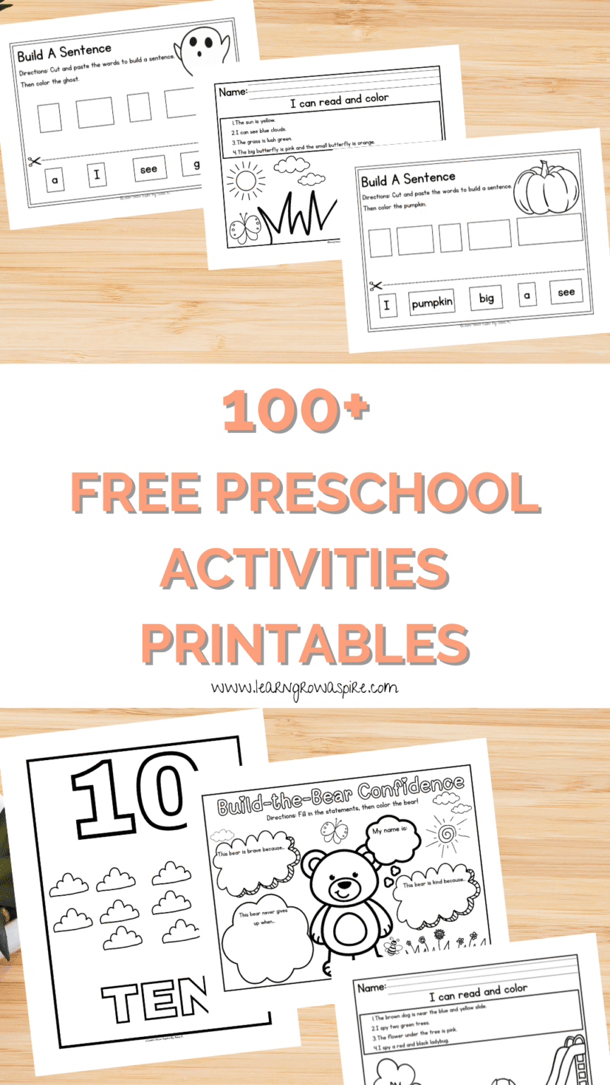 Free Printable Preschool Activities | Learn Grow Aspire