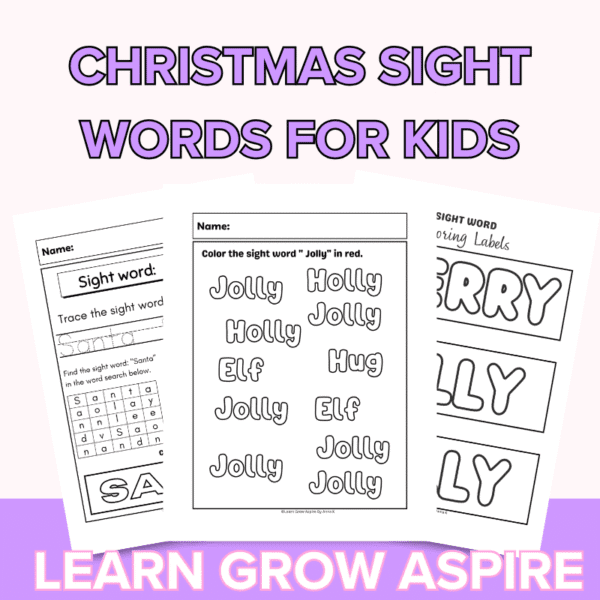 Free Printable Christmas Sight Words For Kids | Learn Grow Aspire