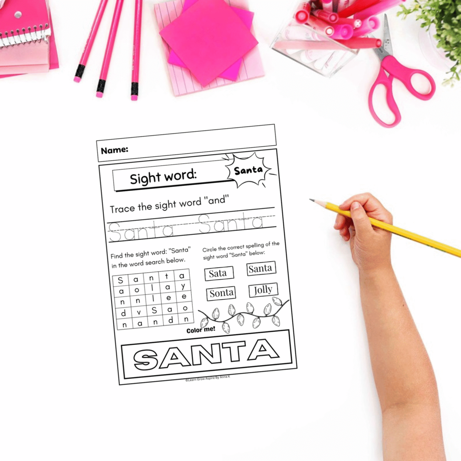 Free Printable Christmas Sight Words For Kids | Learn Grow Aspire