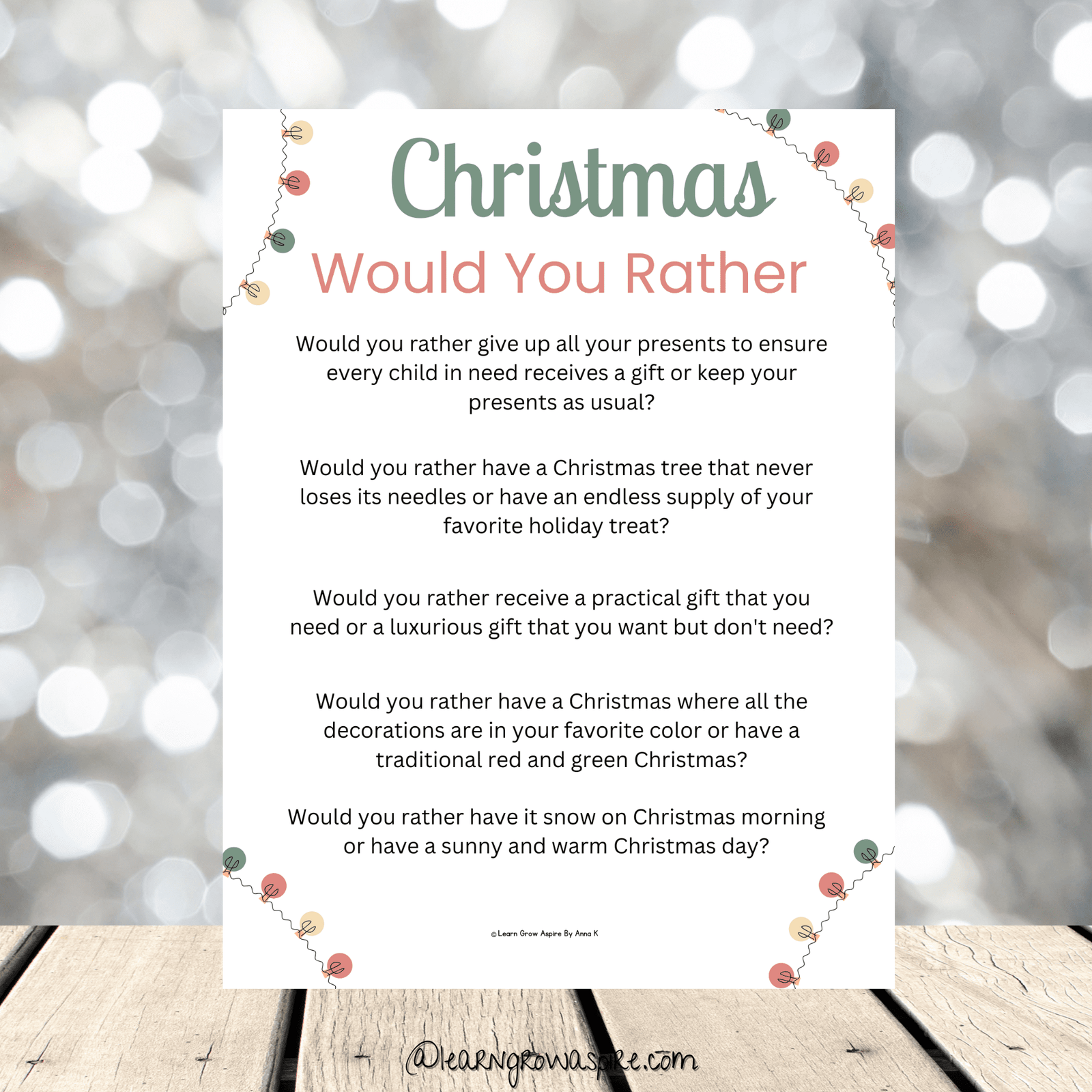 Christmas Would You Rather Questions For Kids | Learn Grow Aspire