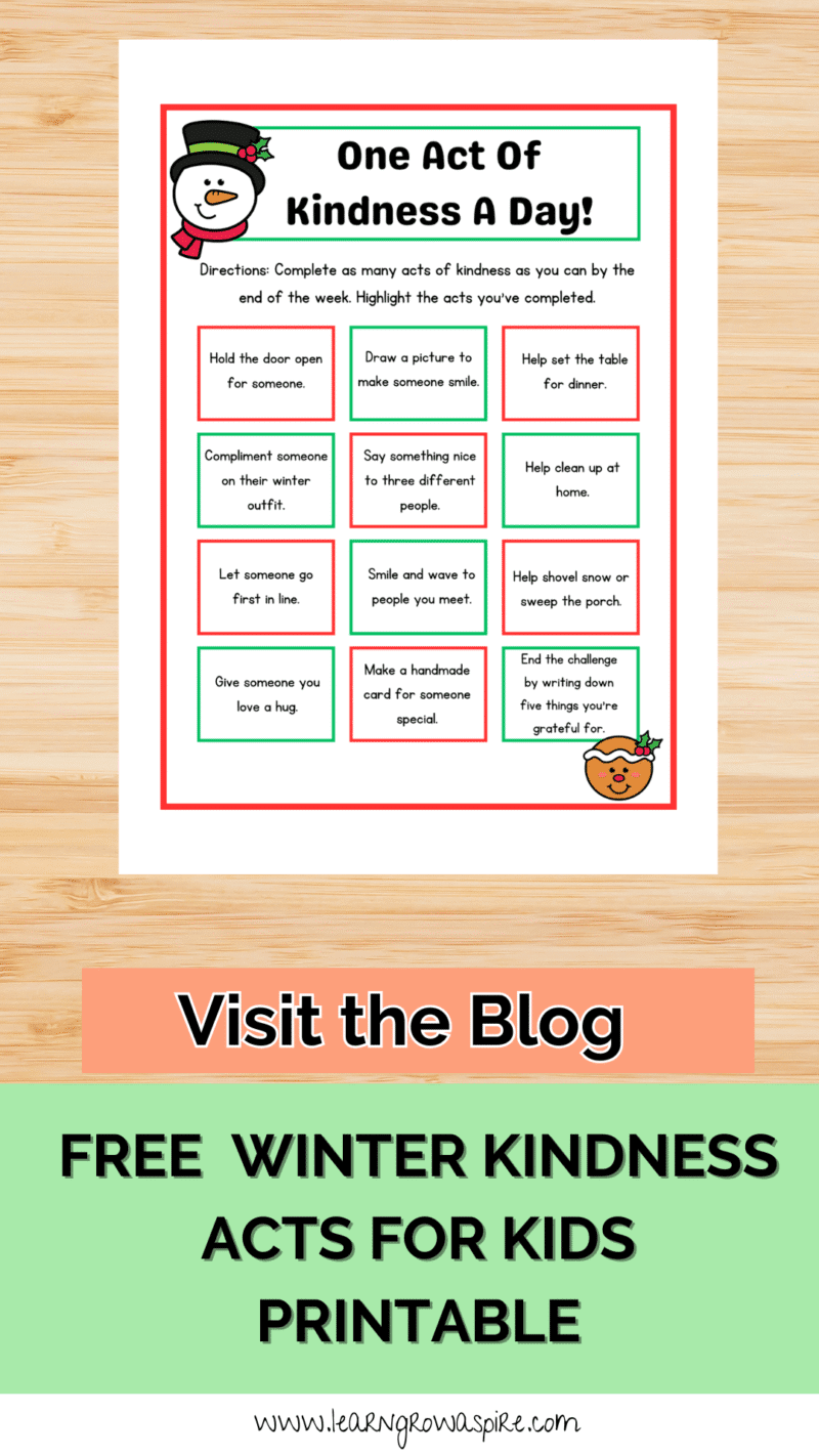 Winter Kindness Challenge For Kids + Free Printable Tracker | Learn ...