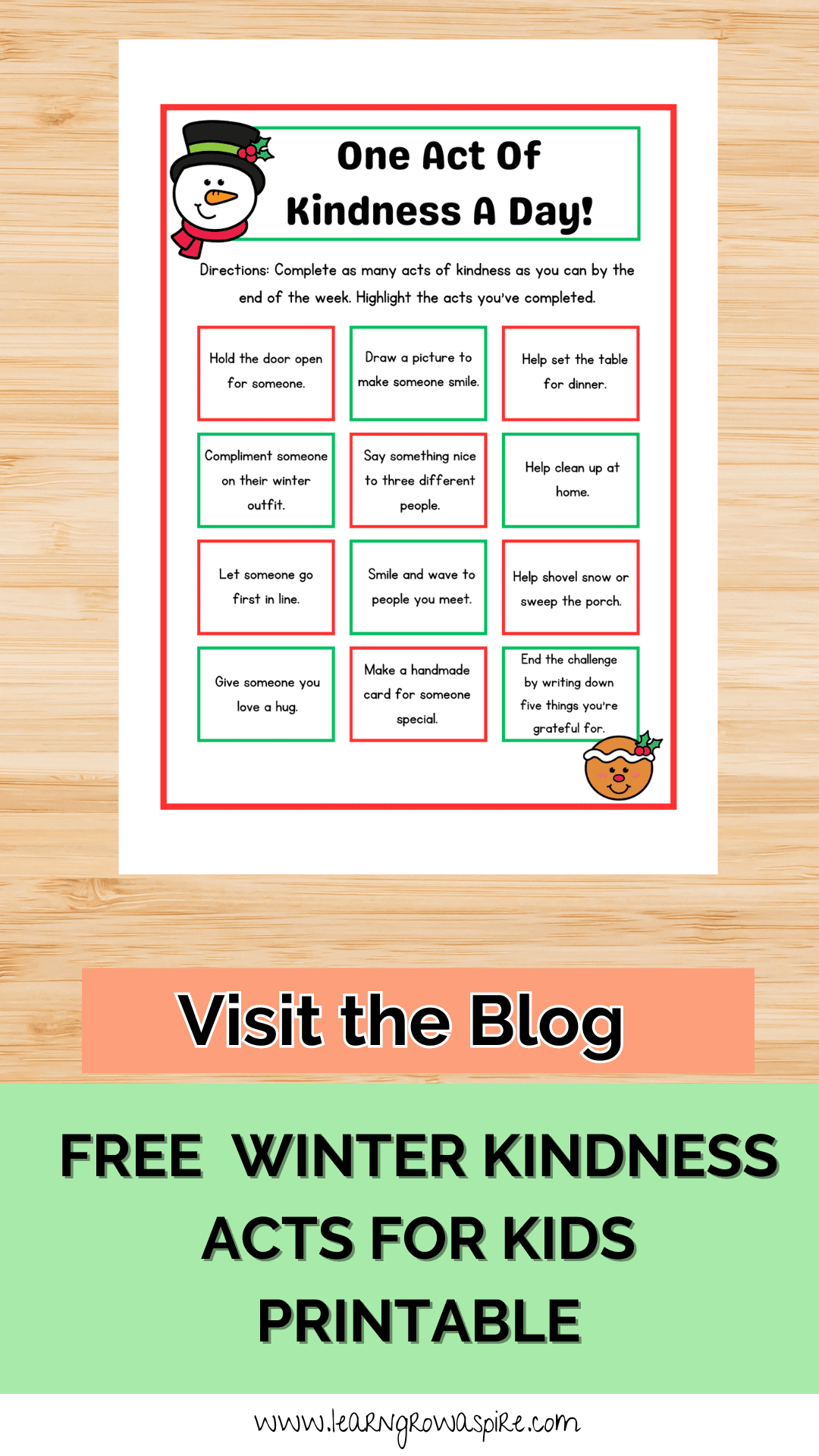 Winter Kindness Challenge For Kids + Free Printable Tracker | Learn ...