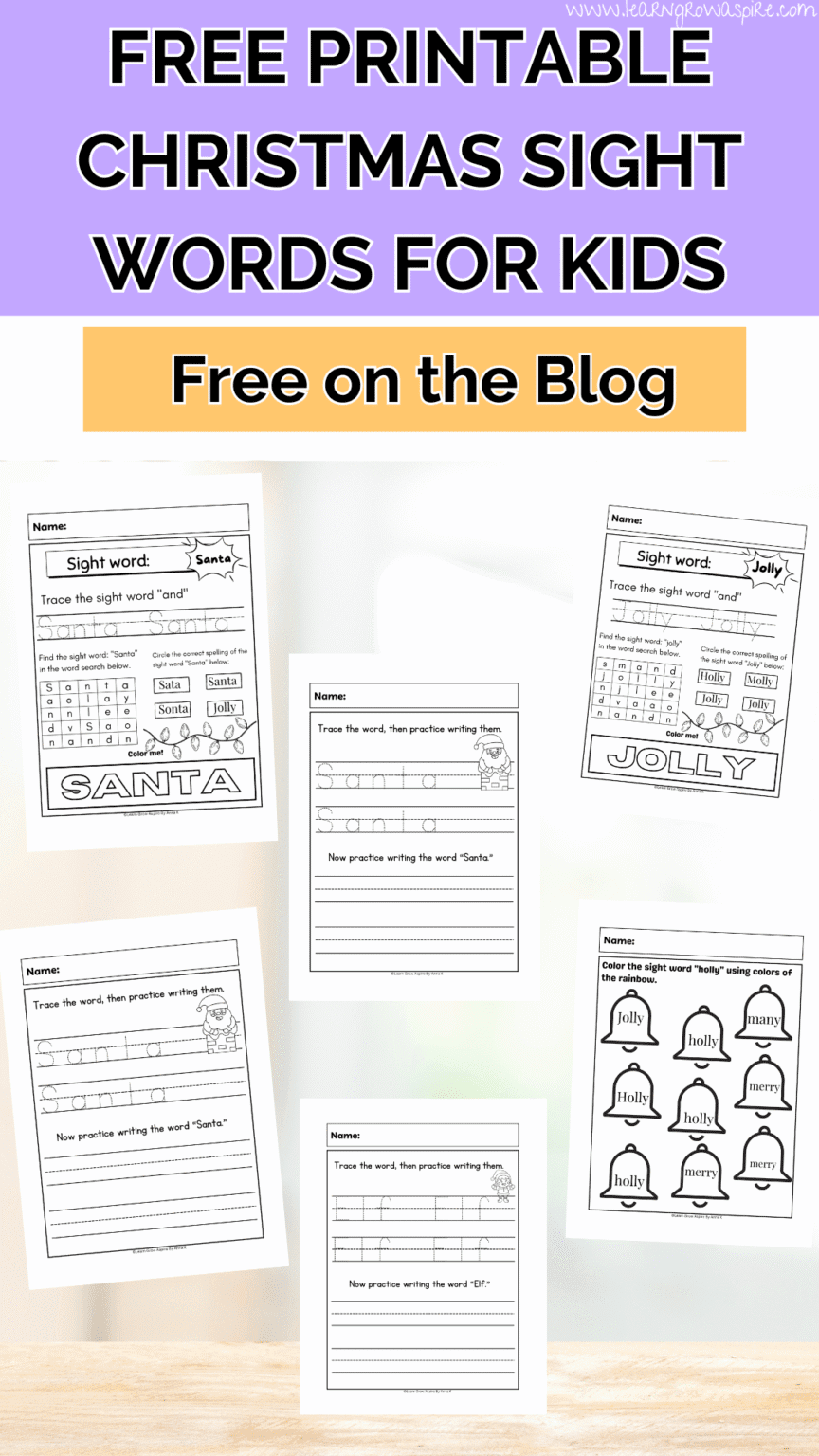 Free Printable Christmas Sight Words For Kids | Learn Grow Aspire