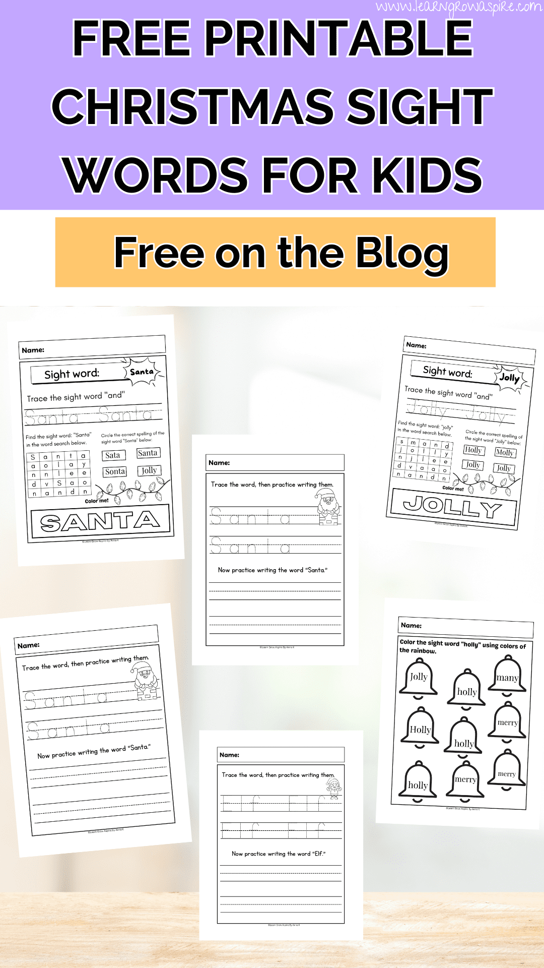 Free Printable Christmas Sight Words For Kids | Learn Grow Aspire