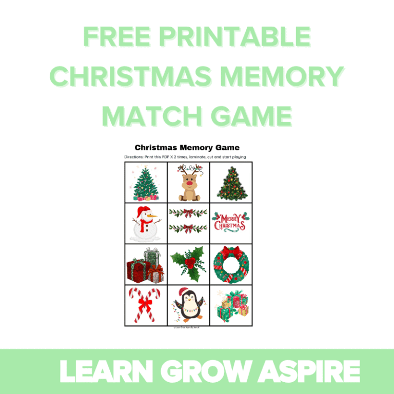 Christmas Memory Game Free Printable PDF | Learn Grow Aspire