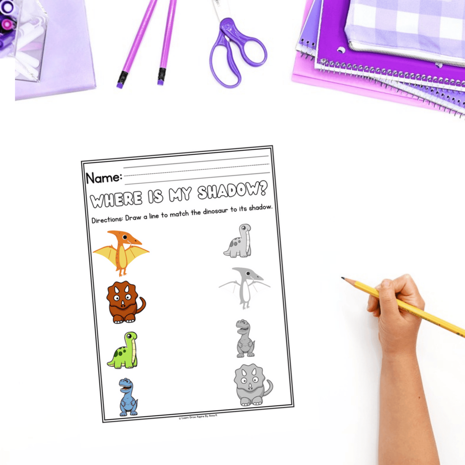 Free Dinosaur Shadow Matching Printables For Preschool