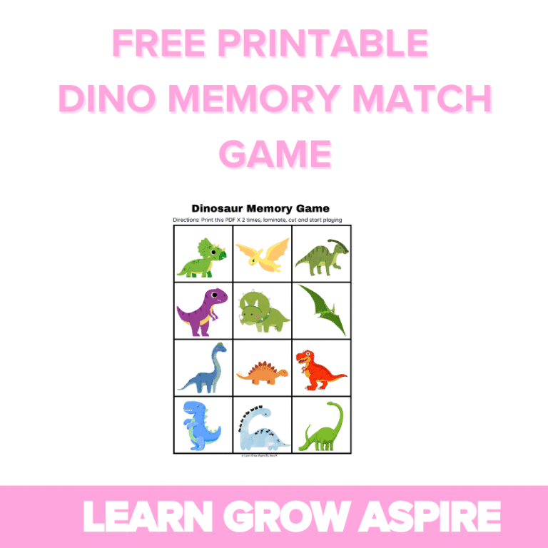 Dinosaur Matching Game Printable Free Download | Learn Grow Aspire