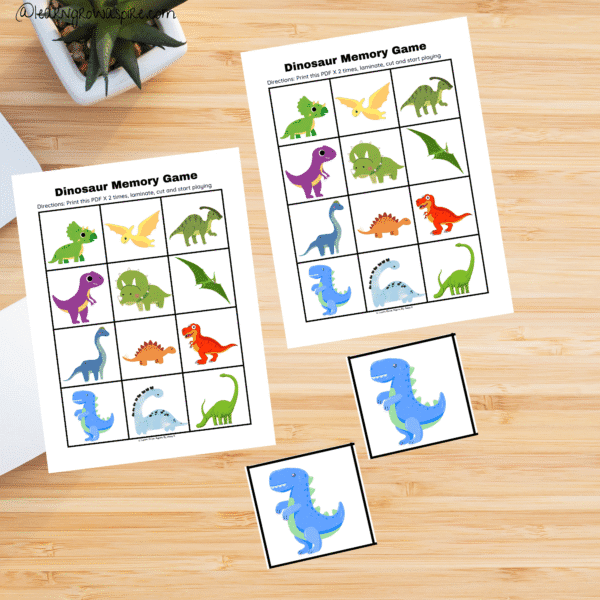 Dinosaur Matching Game Printable Free Download | Learn Grow Aspire